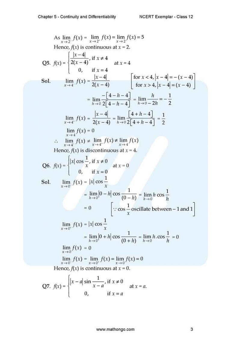 NCERT Exemplar for Class 12 Maths Chapter 5 – MathonGo