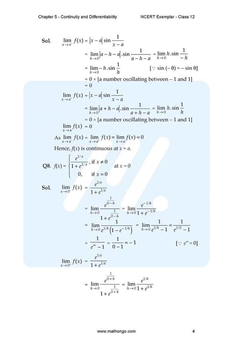 NCERT Exemplar for Class 12 Maths Chapter 5 – MathonGo