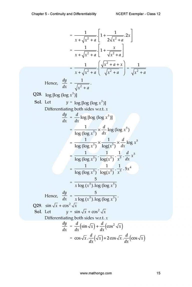 NCERT Exemplar for Class 12 Maths Chapter 5 – MathonGo
