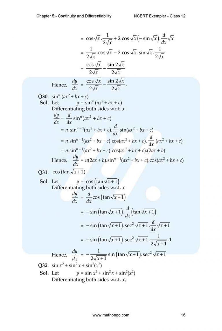 NCERT Exemplar for Class 12 Maths Chapter 5 – MathonGo