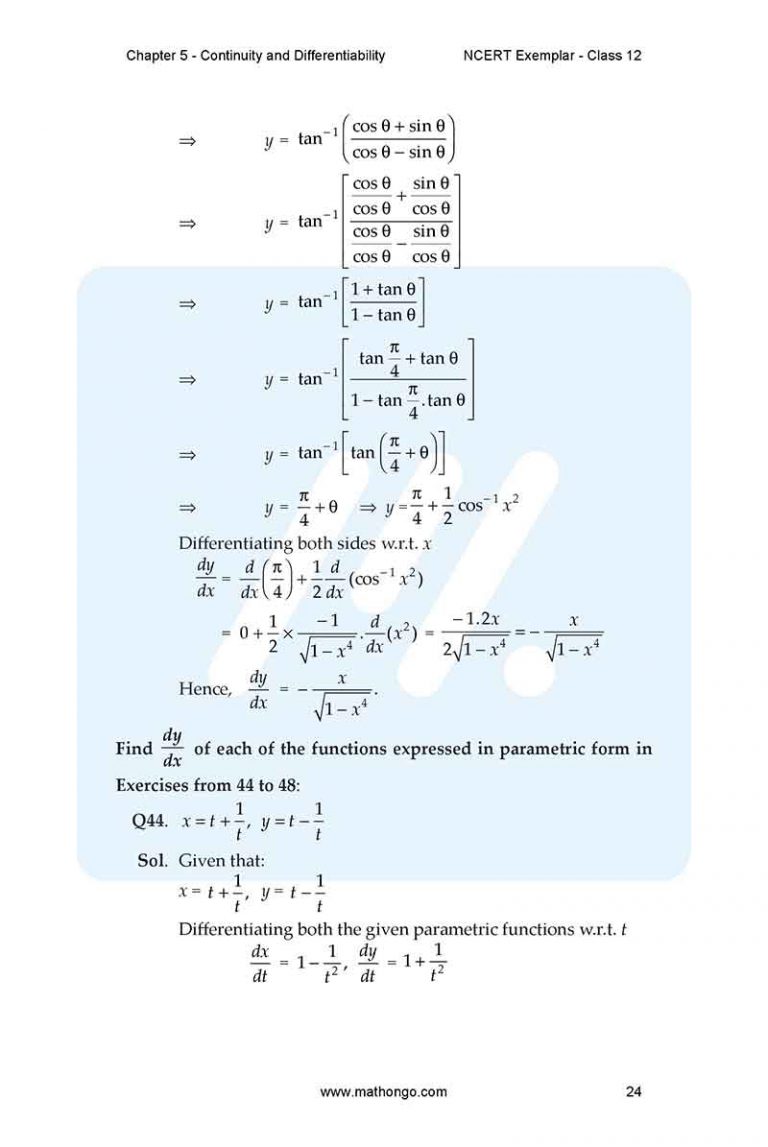 NCERT Exemplar for Class 12 Maths Chapter 5 – MathonGo