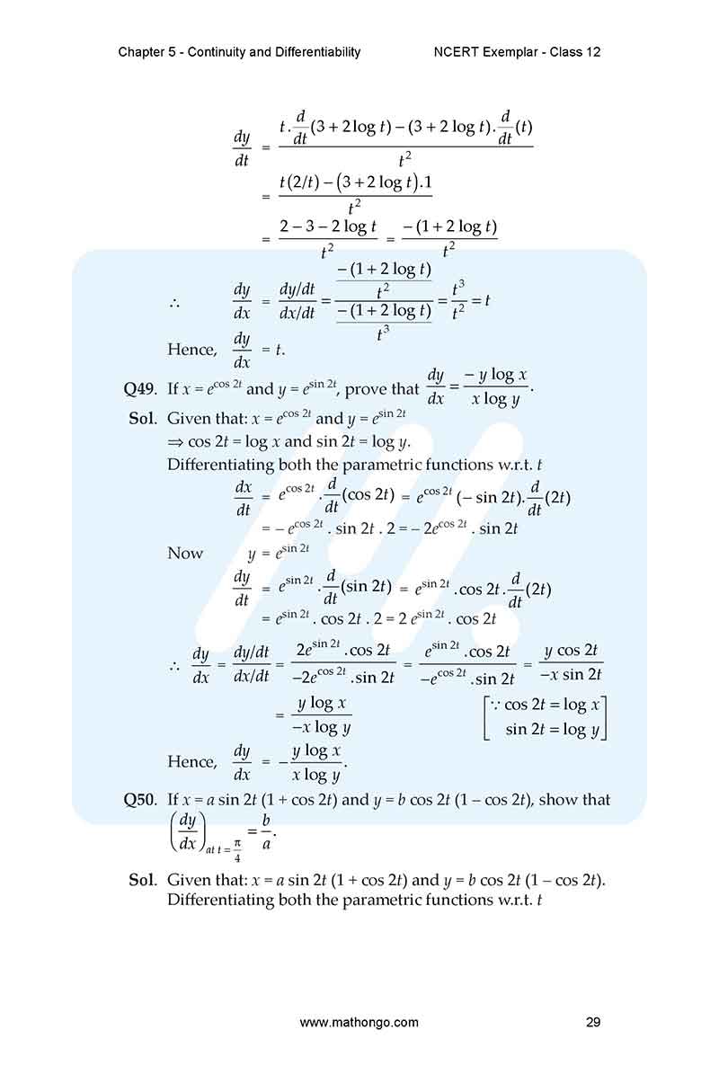 NCERT Exemplar for Class 12 Maths Chapter 5 – MathonGo