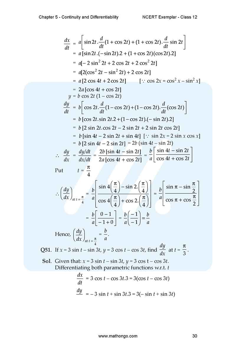 NCERT Exemplar for Class 12 Maths Chapter 5 – MathonGo