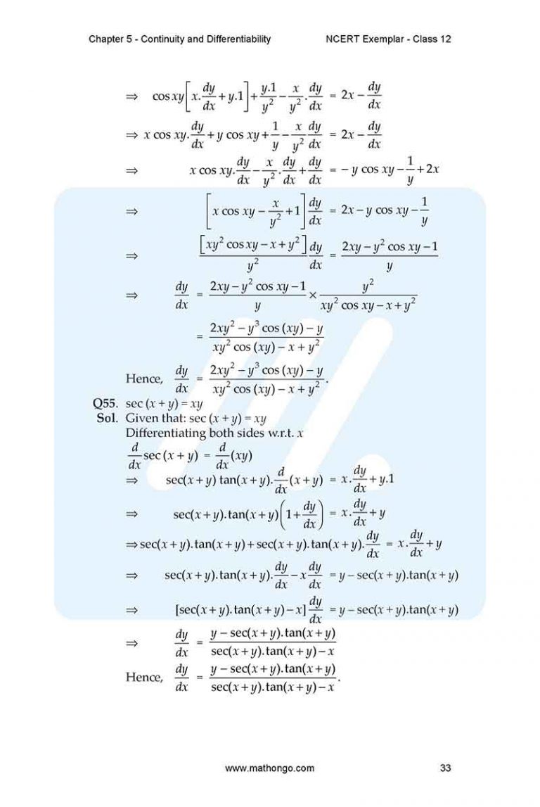 NCERT Exemplar for Class 12 Maths Chapter 5 – MathonGo
