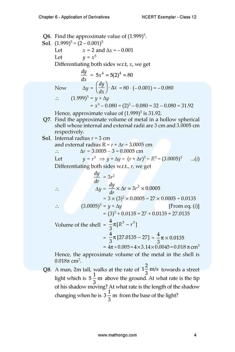 NCERT Exemplar for Class 12 Maths Chapter 6 – MathonGo