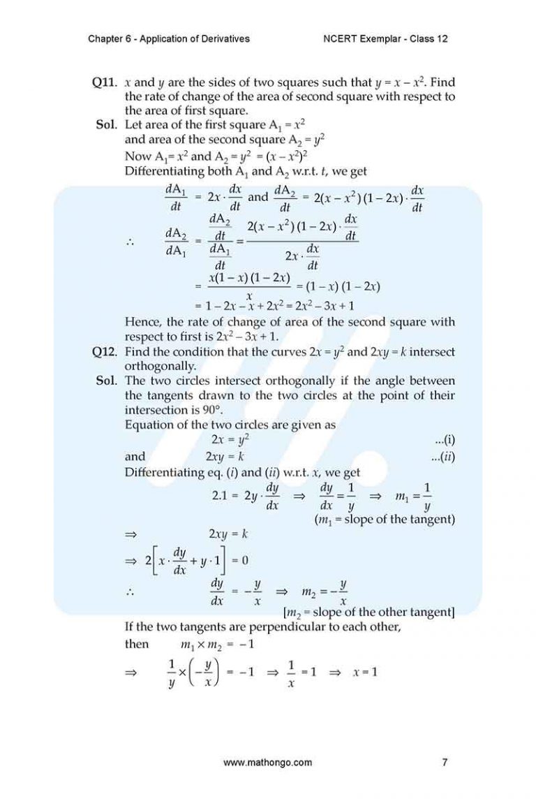 NCERT Exemplar for Class 12 Maths Chapter 6 – MathonGo