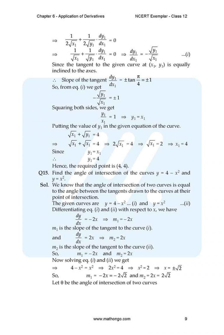 NCERT Exemplar for Class 12 Maths Chapter 6 – MathonGo