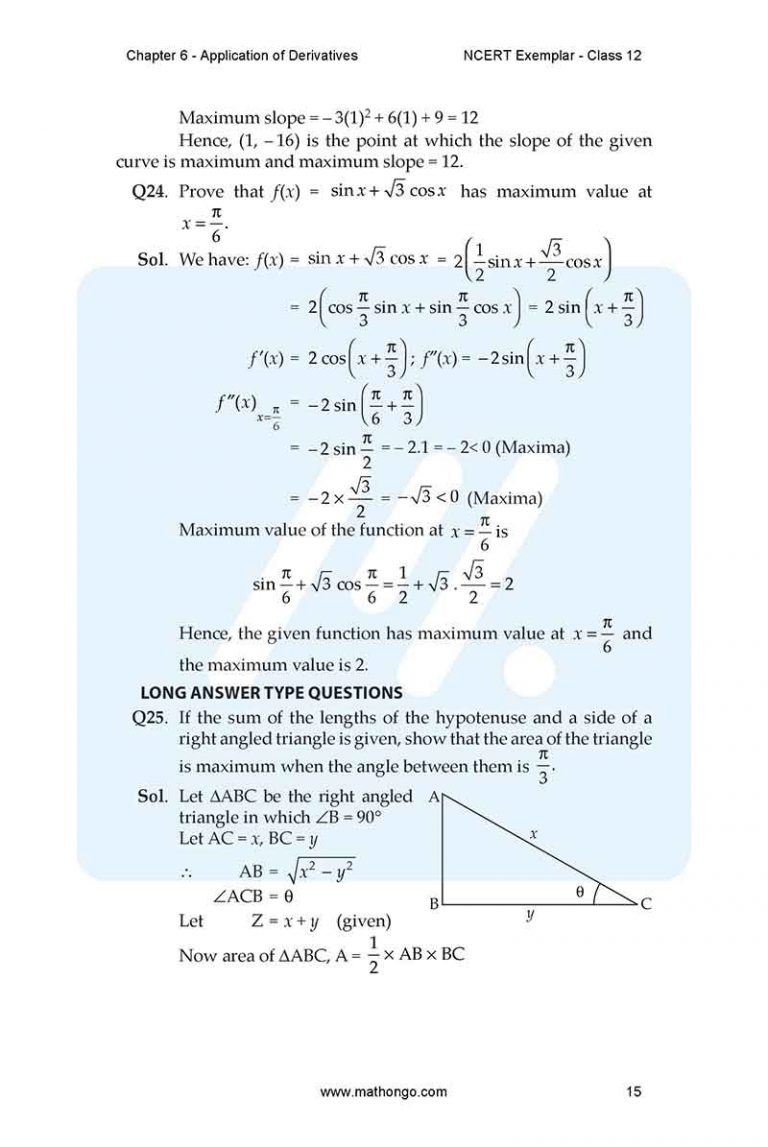 NCERT Exemplar for Class 12 Maths Chapter 6 – MathonGo