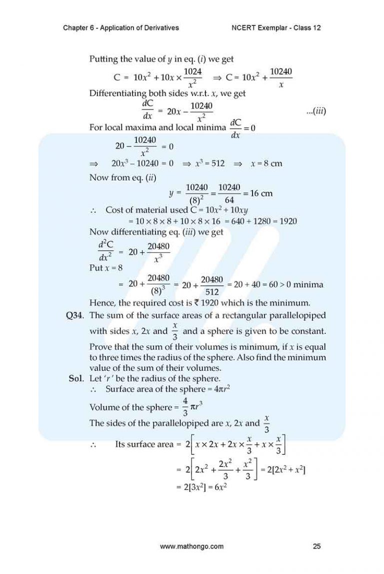 NCERT Exemplar for Class 12 Maths Chapter 6 – MathonGo