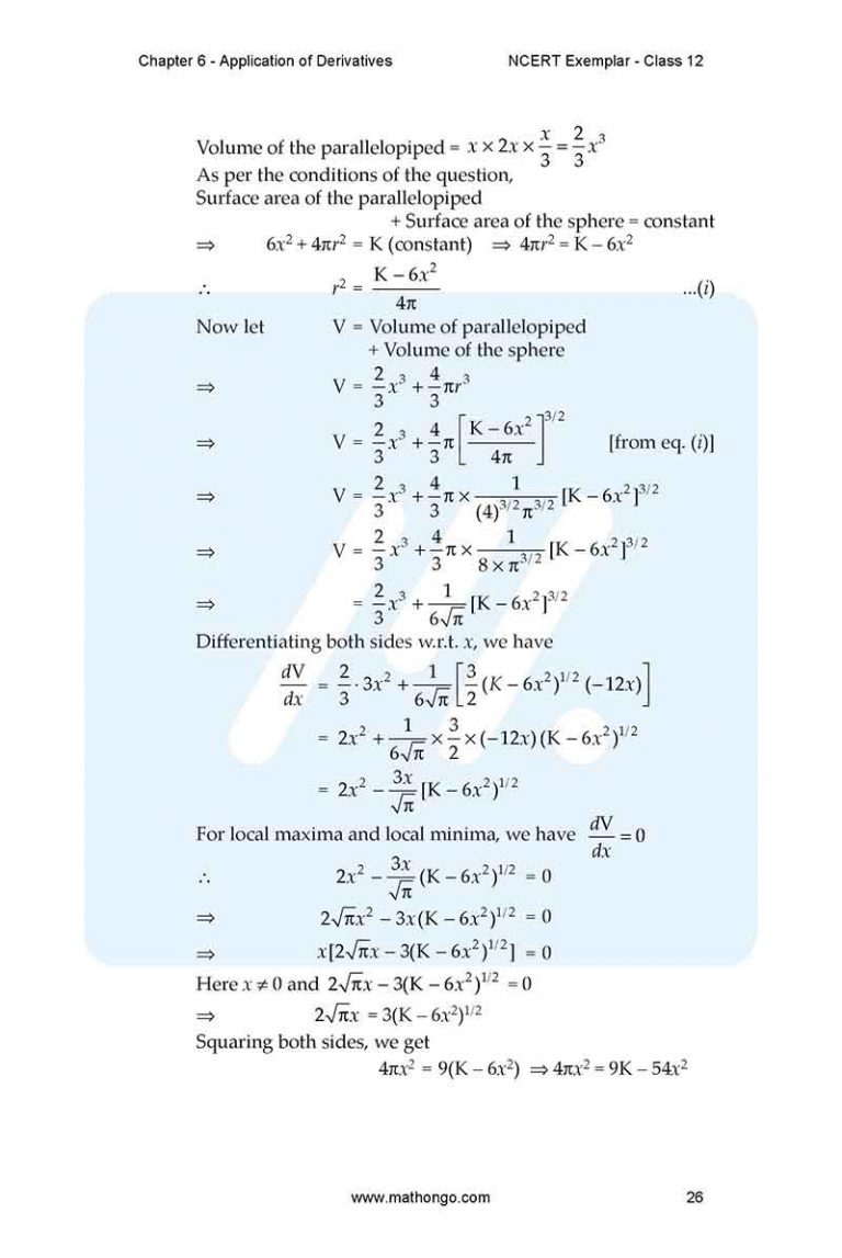 NCERT Exemplar for Class 12 Maths Chapter 6 – MathonGo