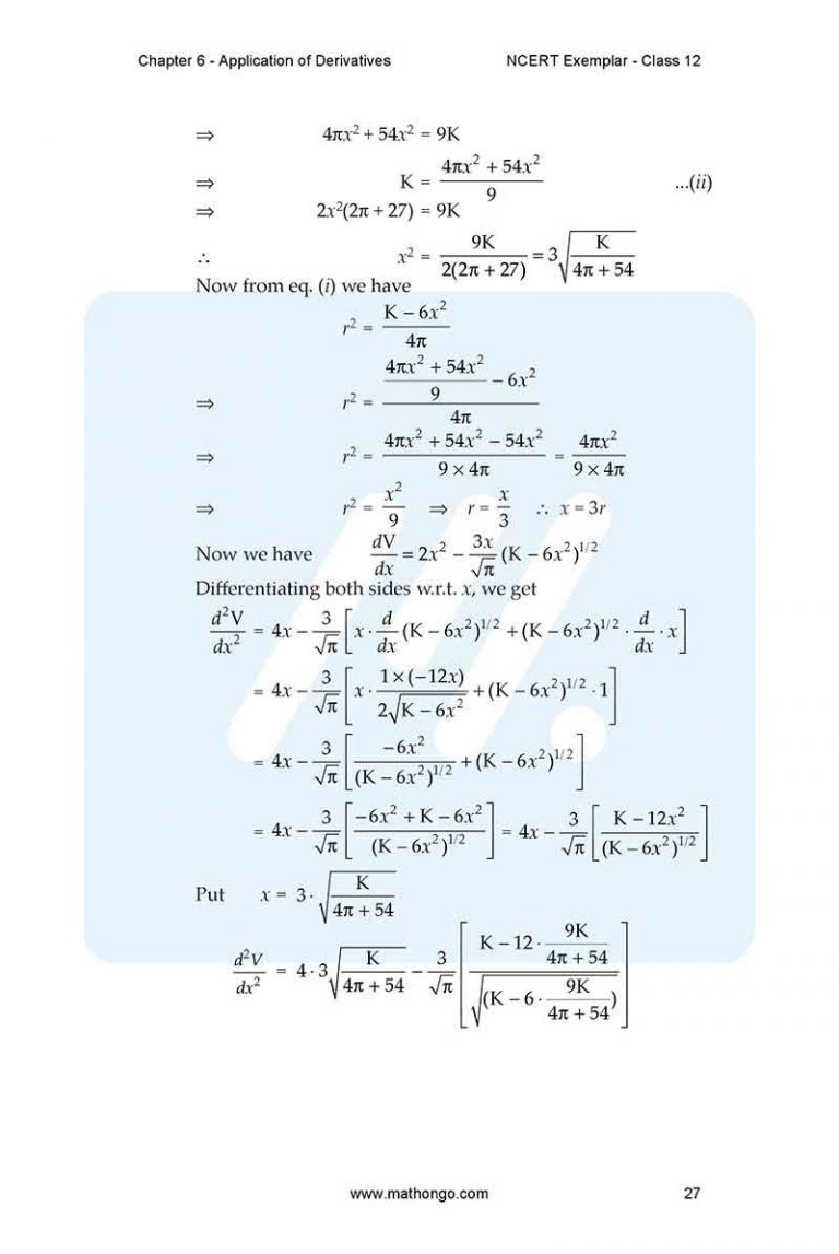 NCERT Exemplar for Class 12 Maths Chapter 6 – MathonGo