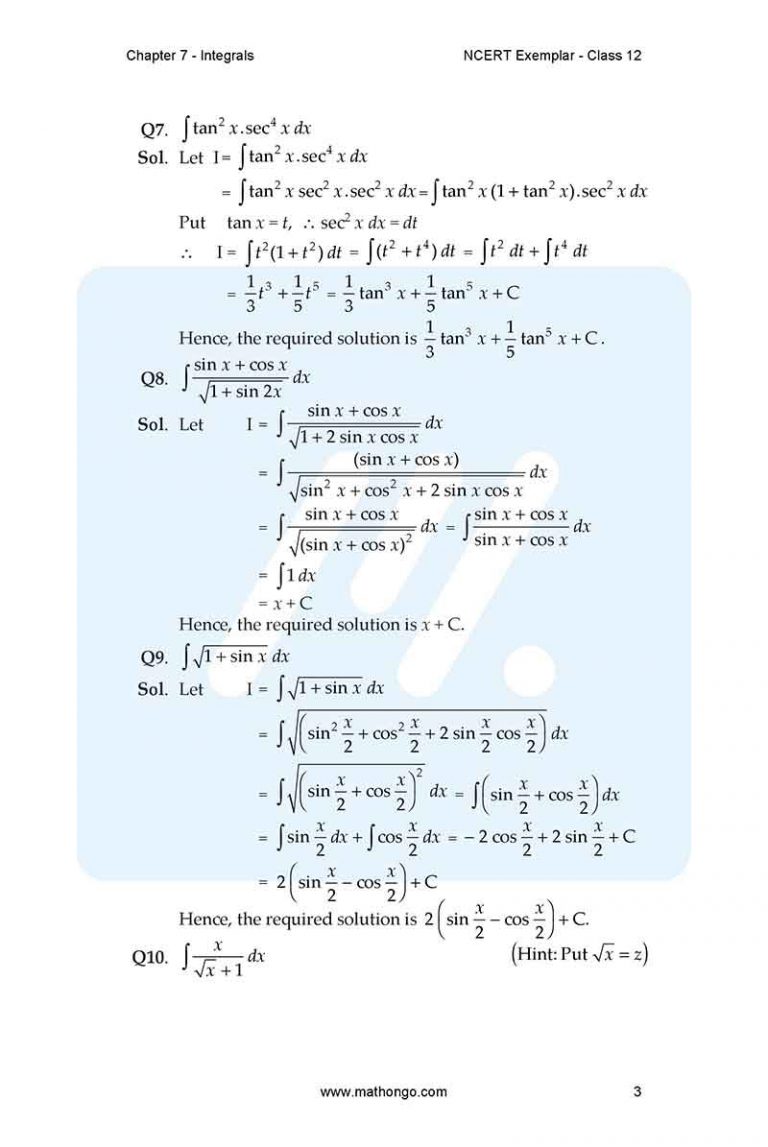NCERT Exemplar for Class 12 Maths Chapter 7 – MathonGo