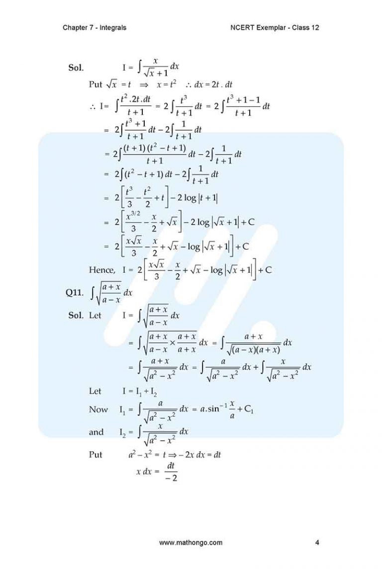 NCERT Exemplar for Class 12 Maths Chapter 7 – MathonGo