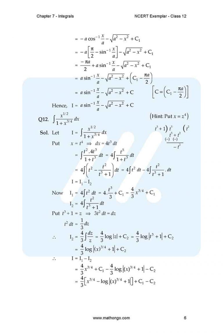 NCERT Exemplar for Class 12 Maths Chapter 7 – MathonGo