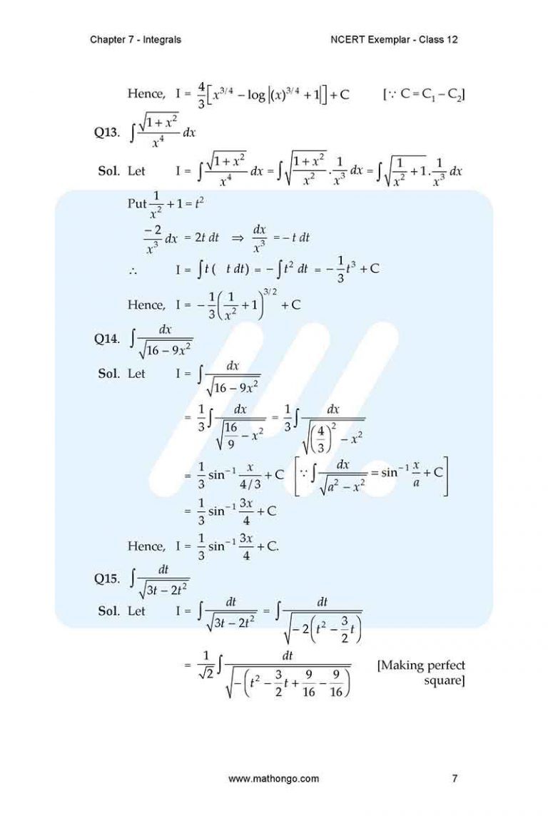 NCERT Exemplar for Class 12 Maths Chapter 7 – MathonGo