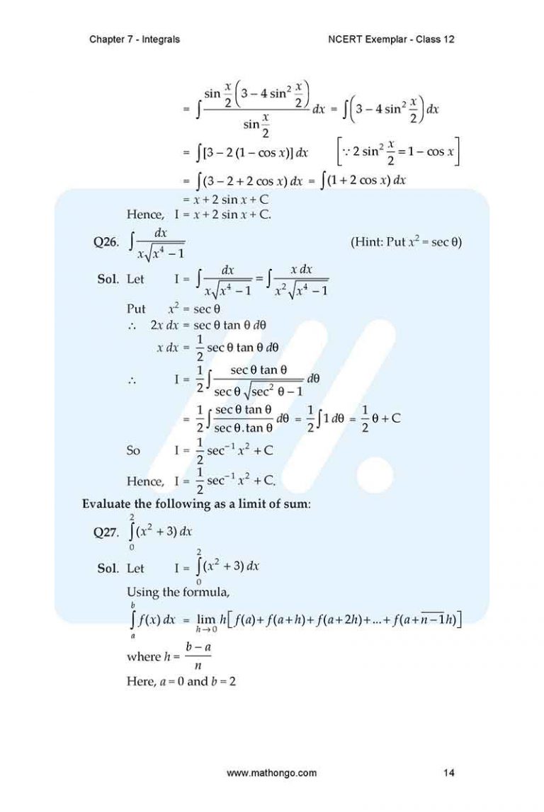 NCERT Exemplar for Class 12 Maths Chapter 7 – MathonGo