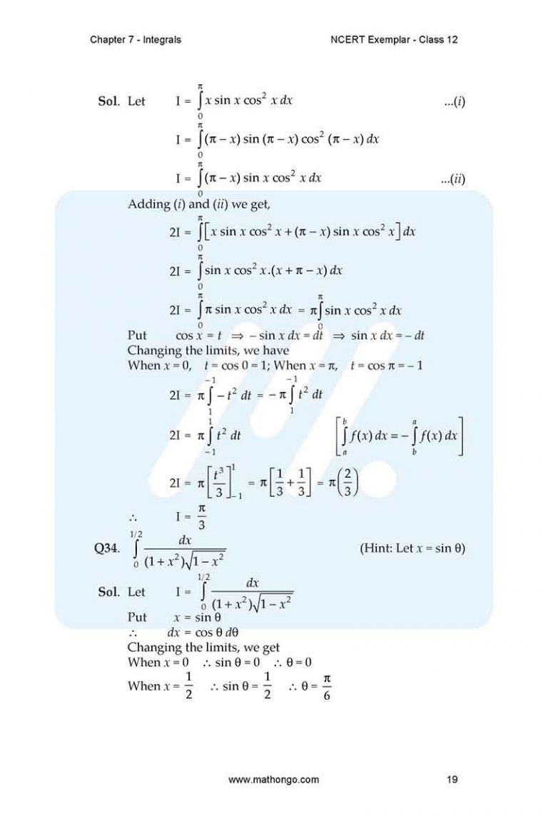 NCERT Exemplar for Class 12 Maths Chapter 7 – MathonGo