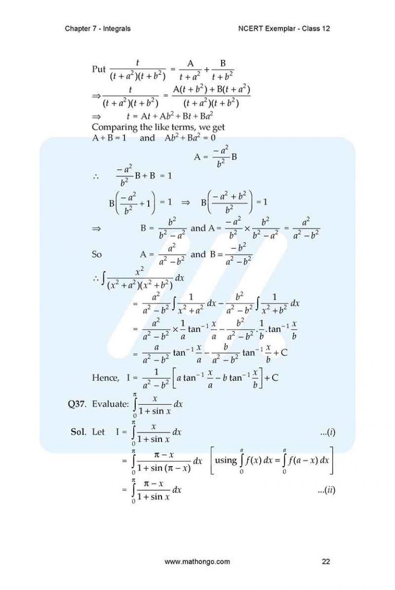 NCERT Exemplar for Class 12 Maths Chapter 7 – MathonGo