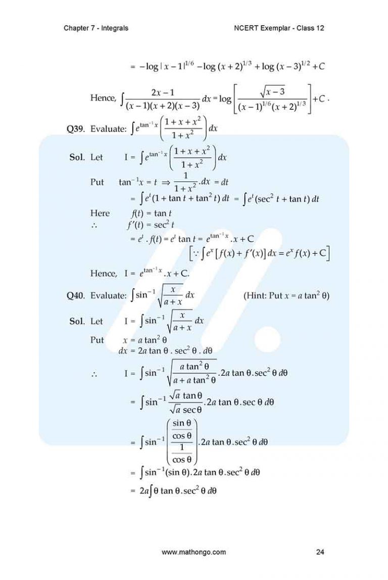 NCERT Exemplar for Class 12 Maths Chapter 7 – MathonGo