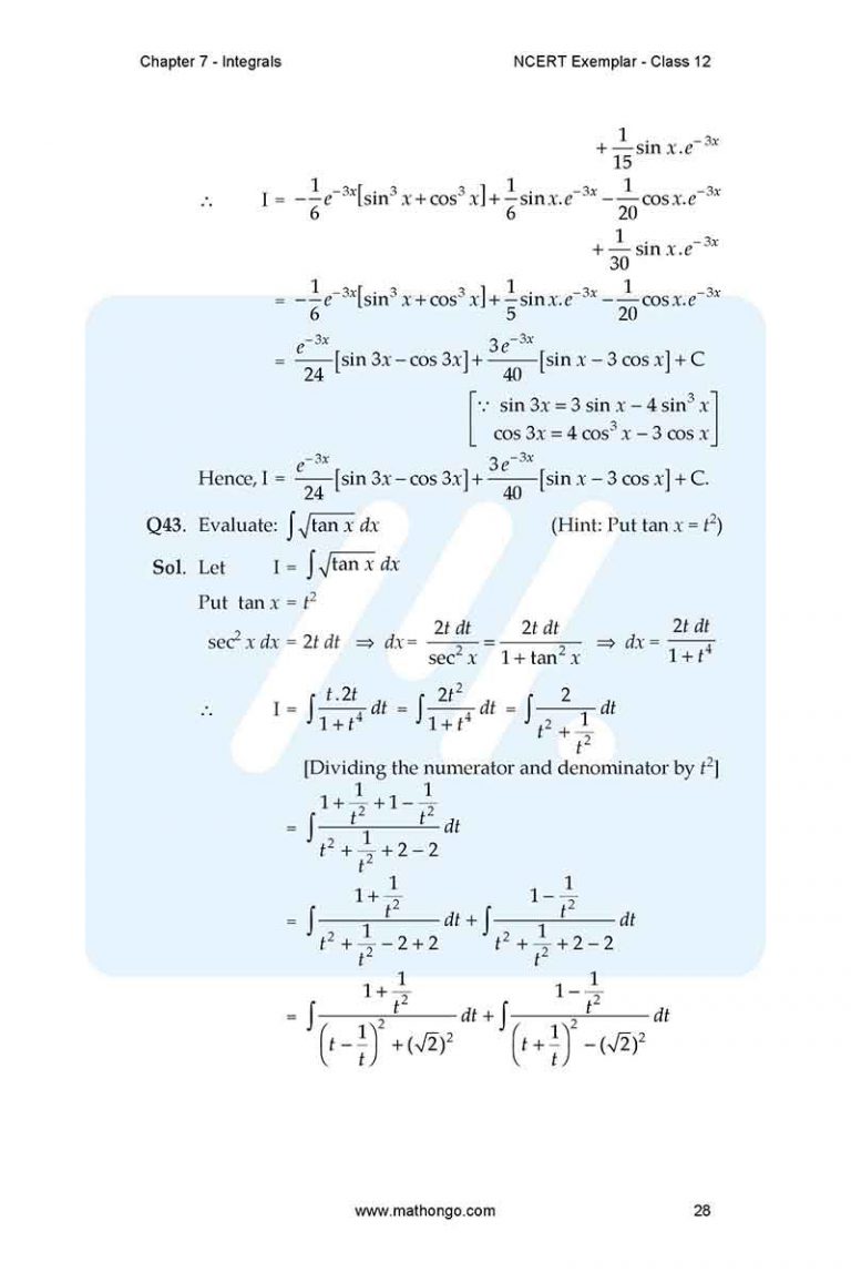 NCERT Exemplar for Class 12 Maths Chapter 7 – MathonGo