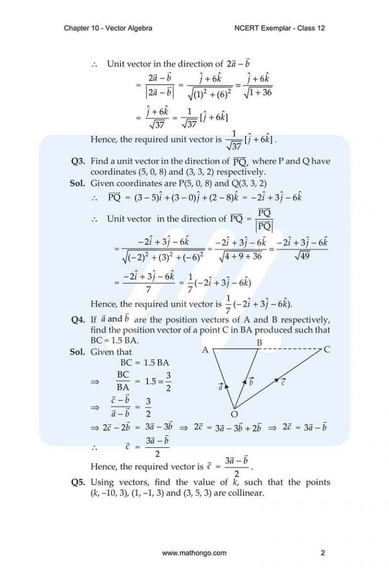 NCERT Exemplar for Class 12 Maths Chapter 10 – MathonGo