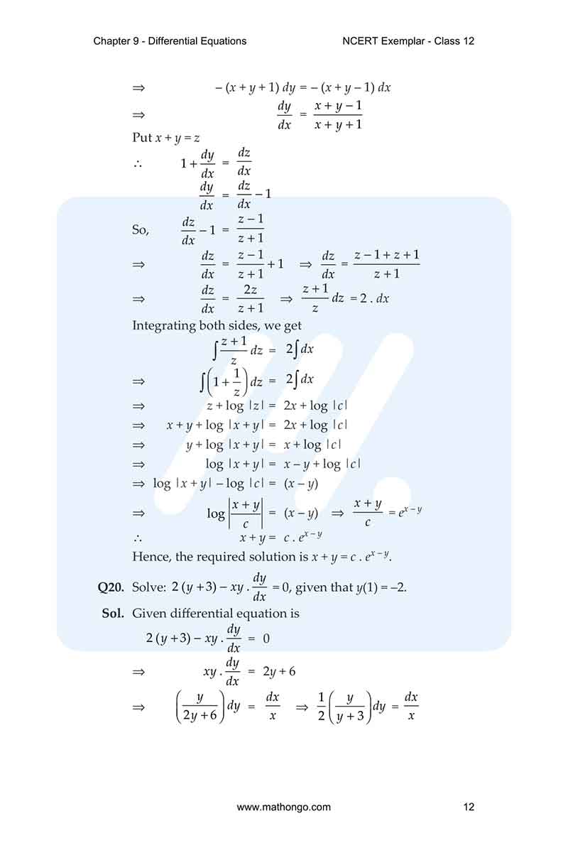 NCERT Exemplar for Class 12 Maths Chapter 9 – MathonGo
