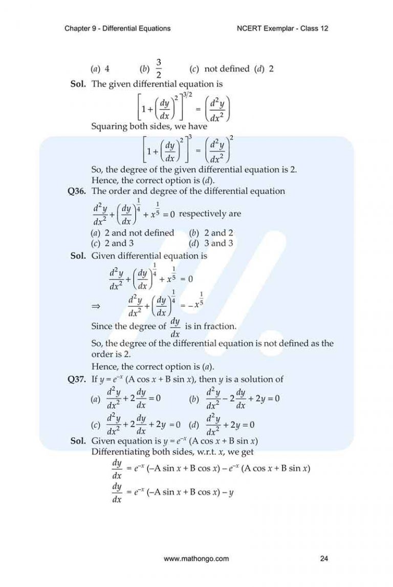 NCERT Exemplar for Class 12 Maths Chapter 9 – MathonGo