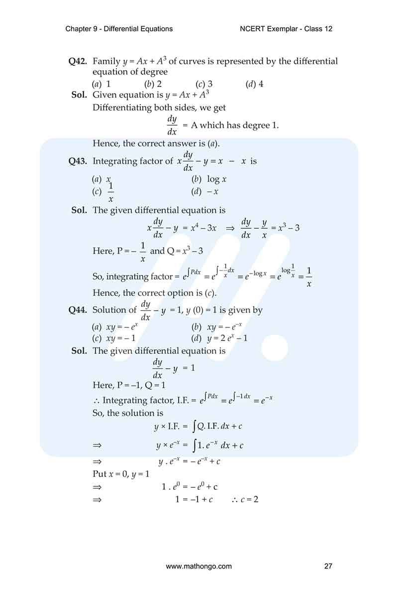 NCERT Exemplar for Class 12 Maths Chapter 9 – MathonGo