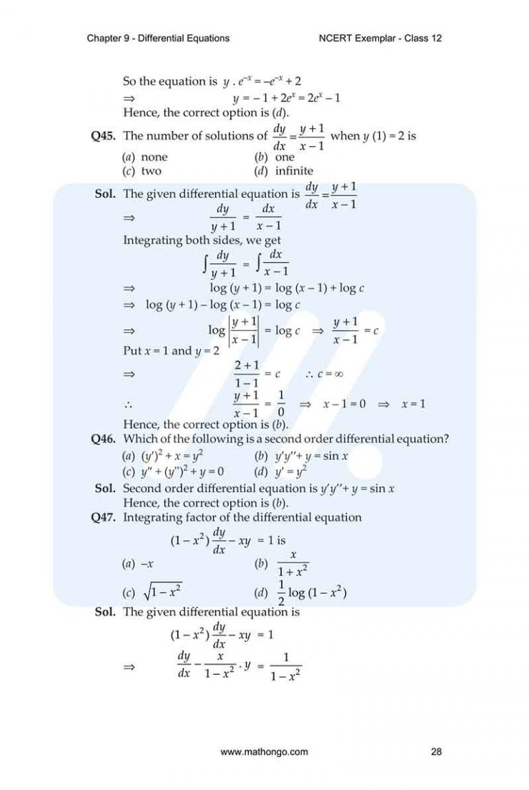 NCERT Exemplar for Class 12 Maths Chapter 9 – MathonGo