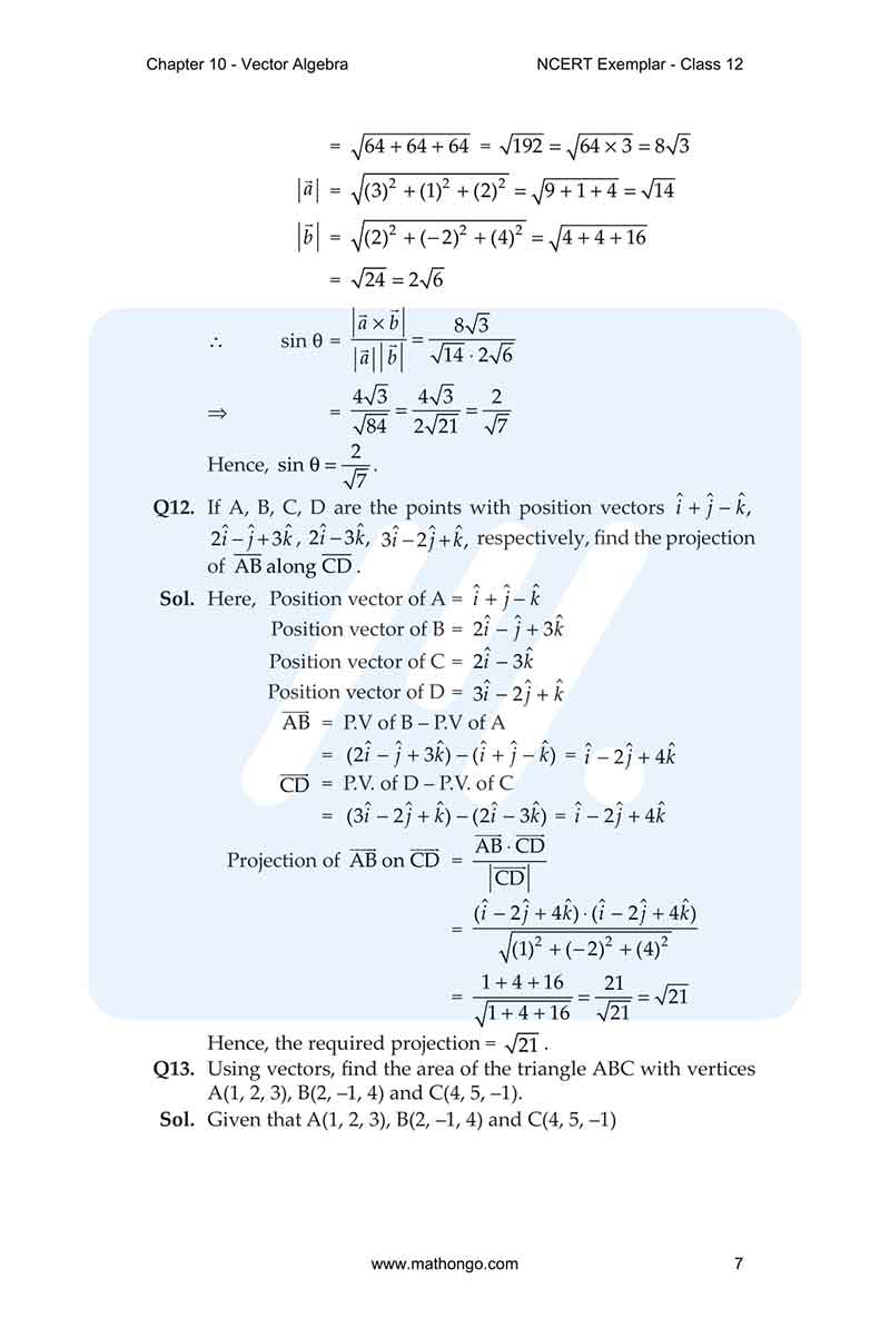 NCERT Exemplar for Class 12 Maths Chapter 10 – MathonGo