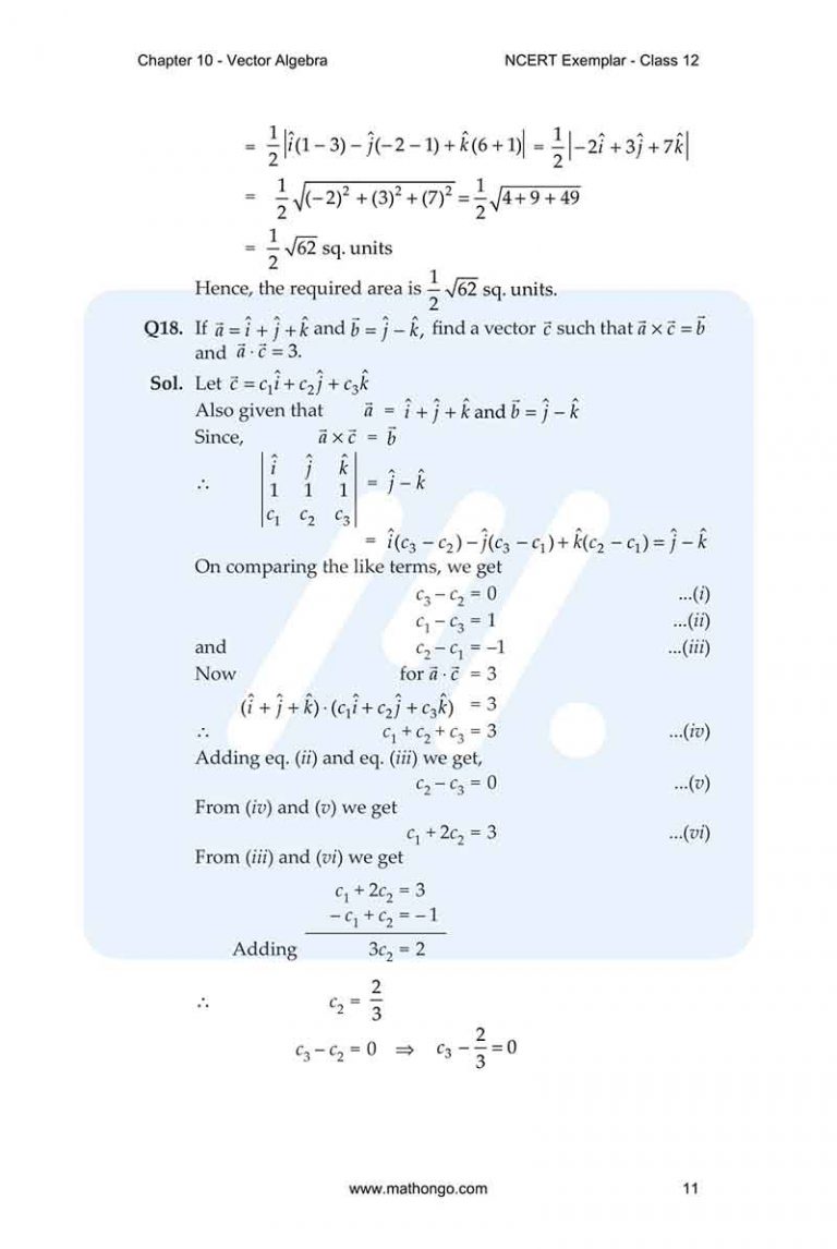NCERT Exemplar for Class 12 Maths Chapter 10 – MathonGo