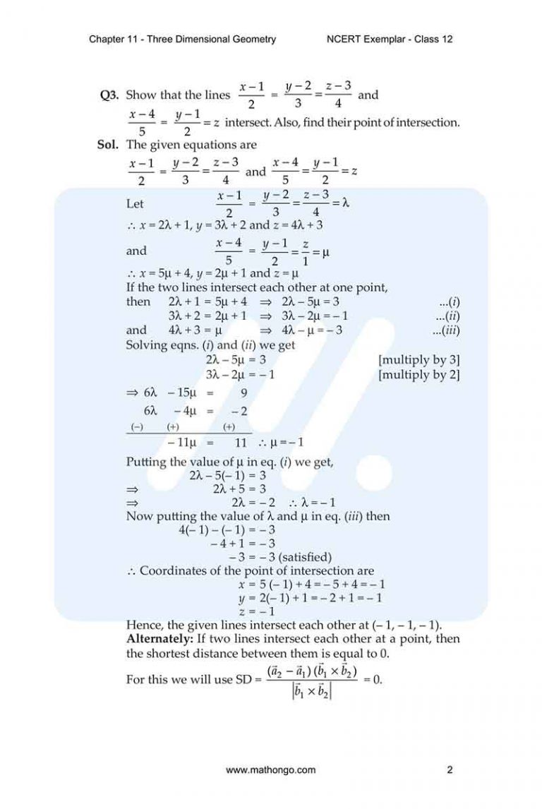 NCERT Exemplar for Class 12 Maths Chapter 11 – MathonGo