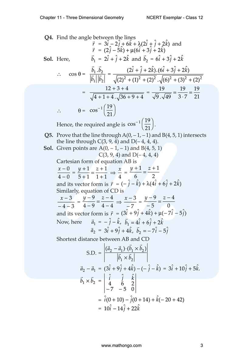 NCERT Exemplar for Class 12 Maths Chapter 11 – MathonGo