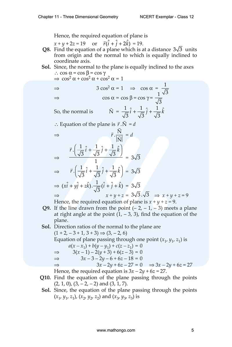 NCERT Exemplar for Class 12 Maths Chapter 11 – MathonGo