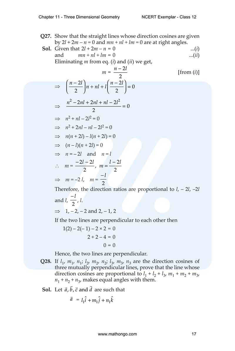 NCERT Exemplar for Class 12 Maths Chapter 11 – MathonGo