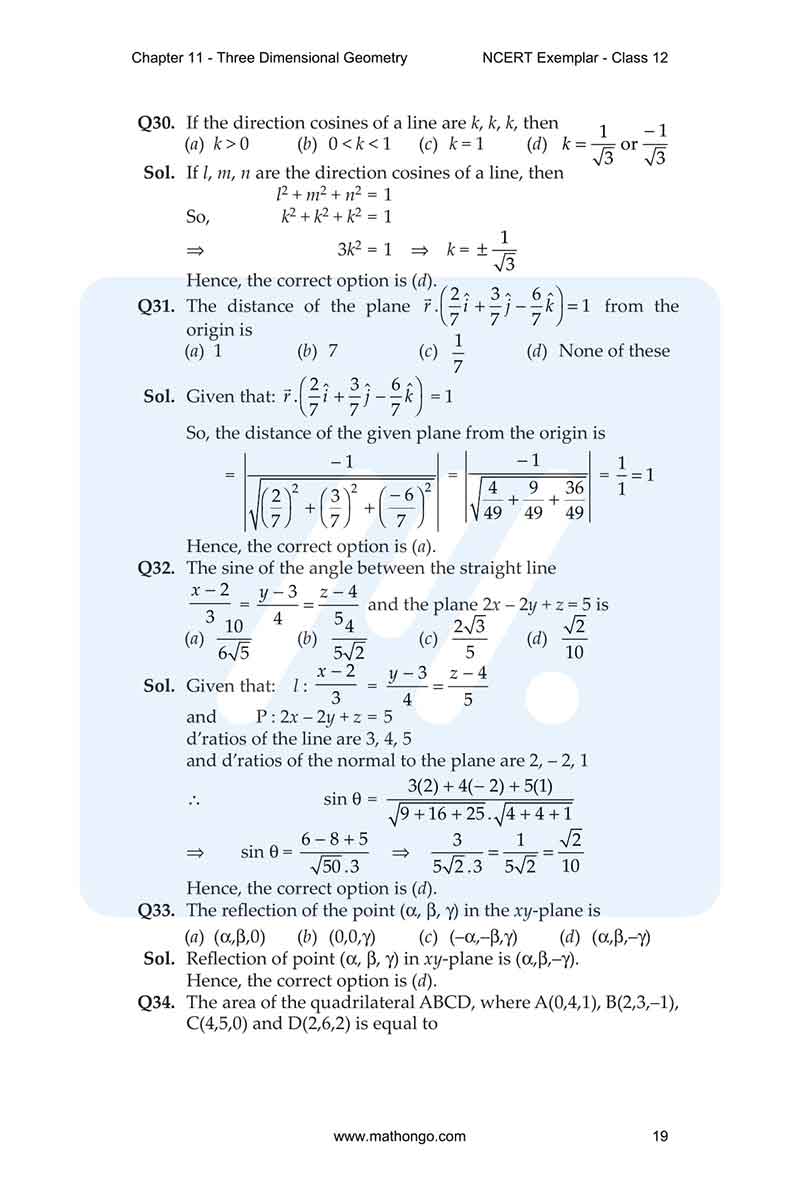 NCERT Exemplar for Class 12 Maths Chapter 11 – MathonGo