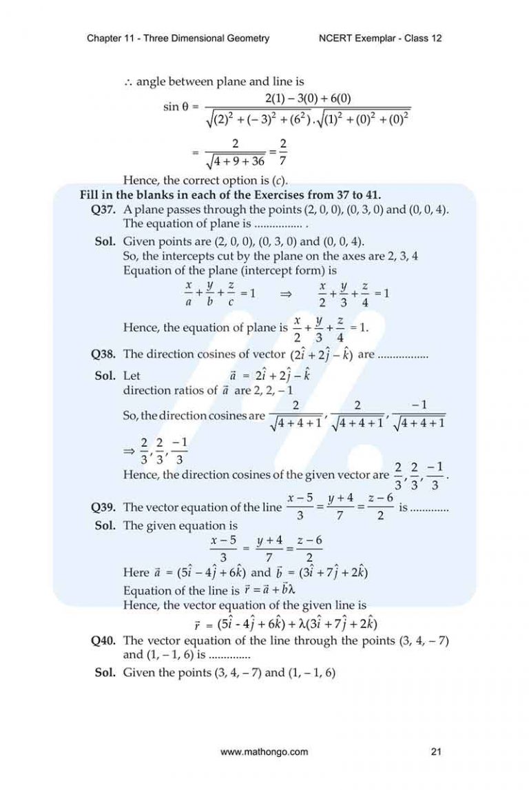 NCERT Exemplar for Class 12 Maths Chapter 11 – MathonGo