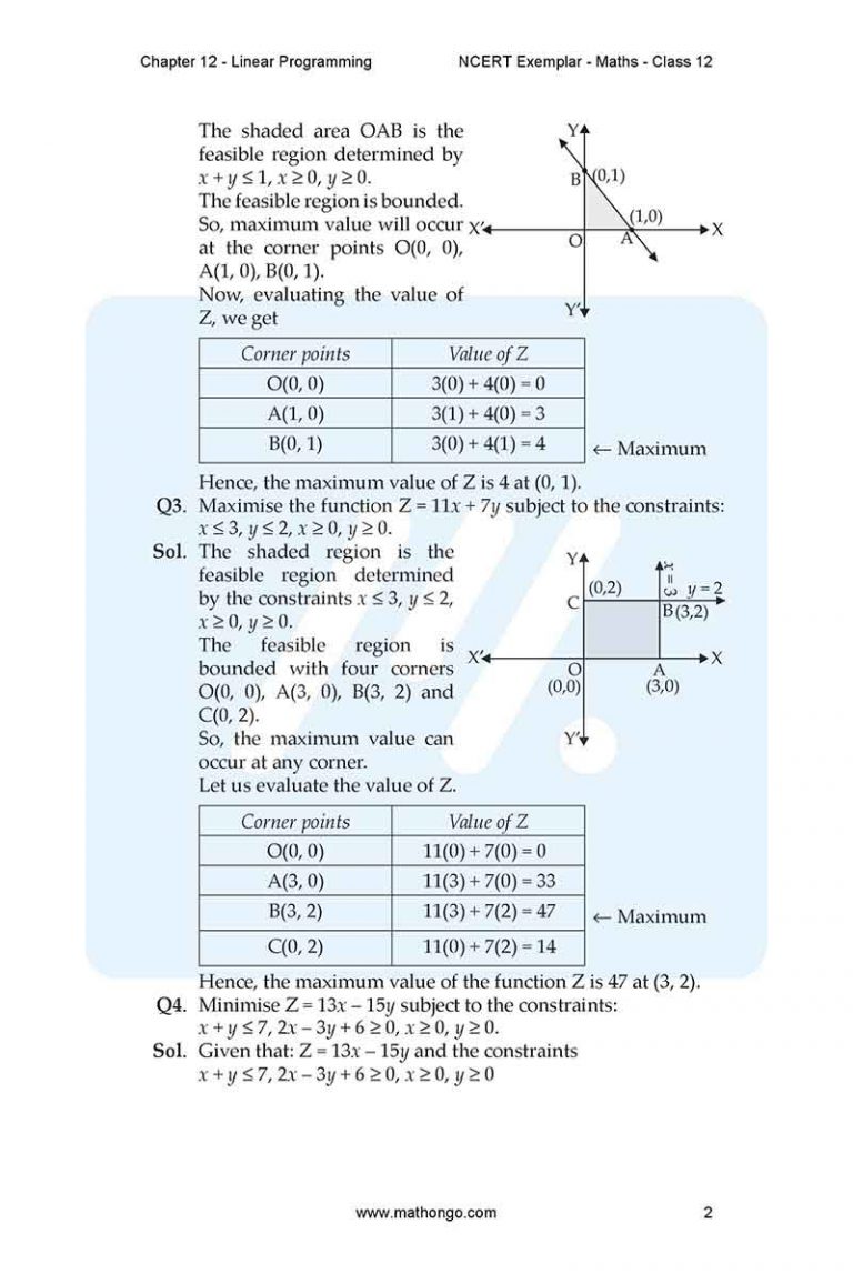 NCERT Exemplar for Class 12 Maths Chapter 12 – MathonGo