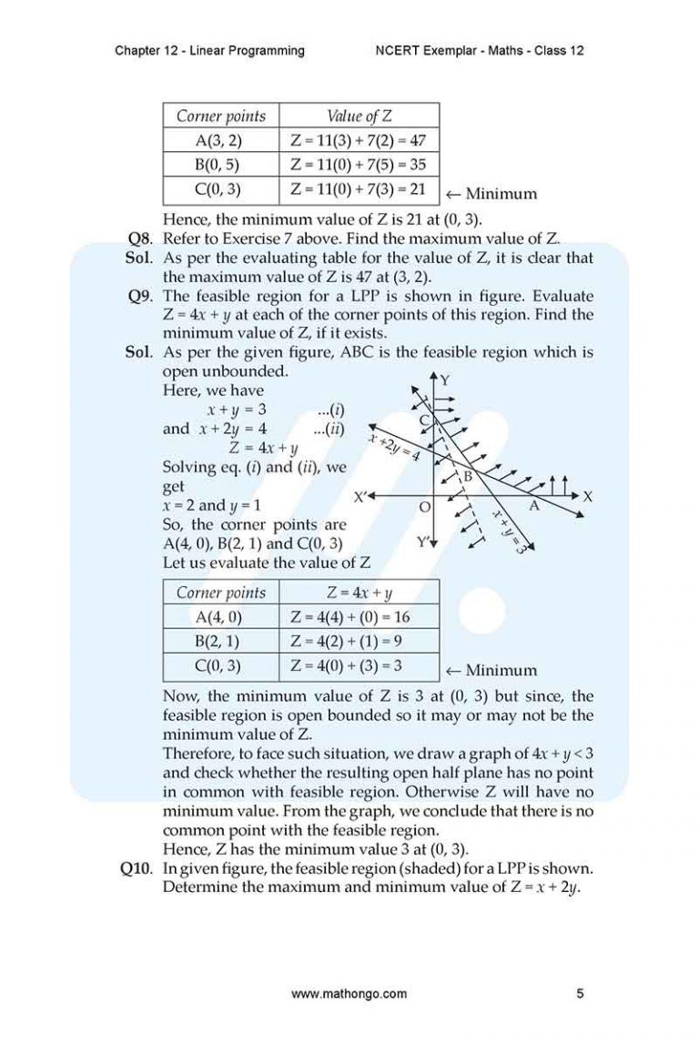 NCERT Exemplar for Class 12 Maths Chapter 12 – MathonGo