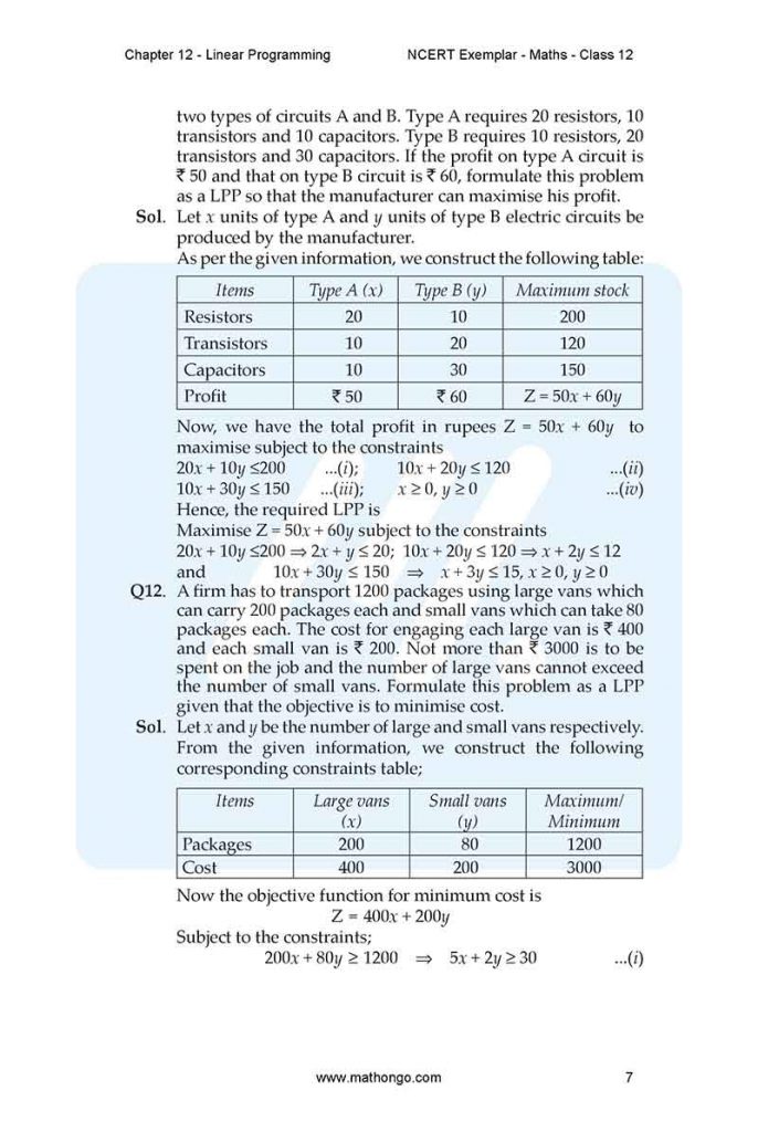 NCERT Exemplar For Class 12 Maths Chapter 12 MathonGo