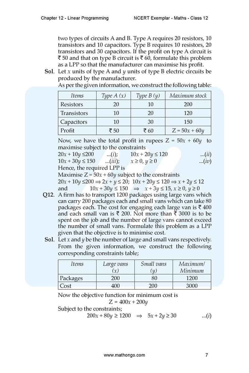 NCERT Exemplar for Class 12 Maths Chapter 12 – MathonGo