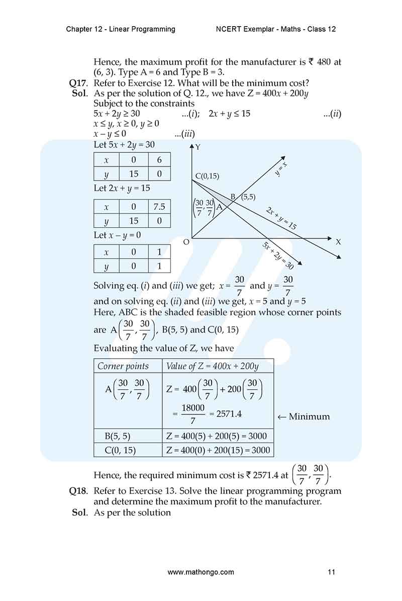 NCERT Exemplar for Class 12 Maths Chapter 12 – MathonGo
