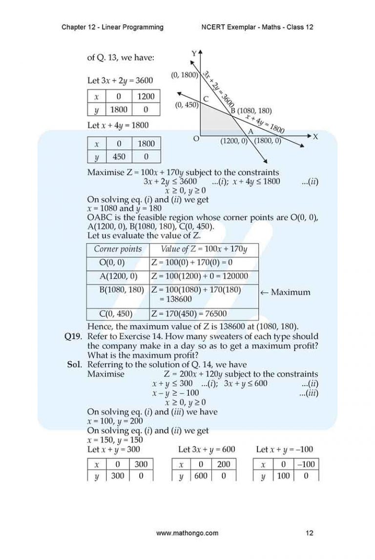 NCERT Exemplar for Class 12 Maths Chapter 12 – MathonGo