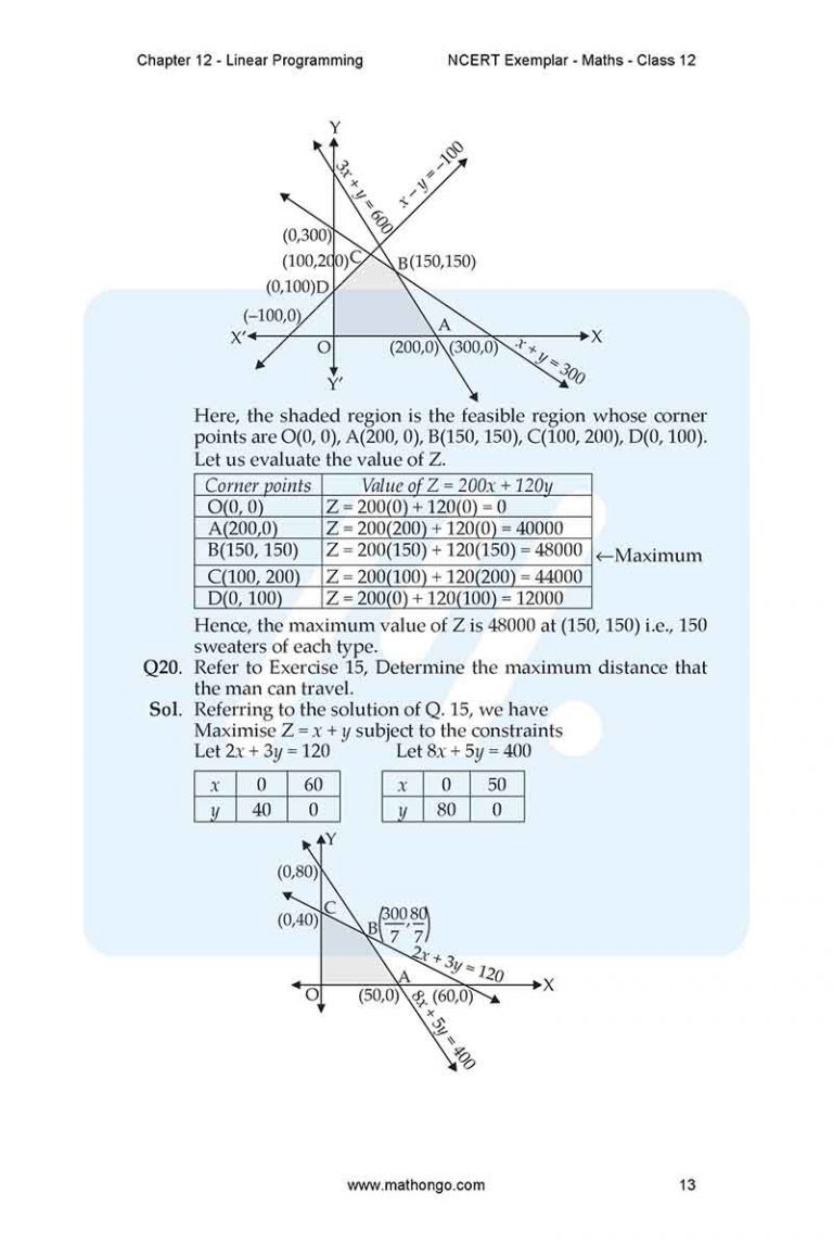 NCERT Exemplar for Class 12 Maths Chapter 12 – MathonGo