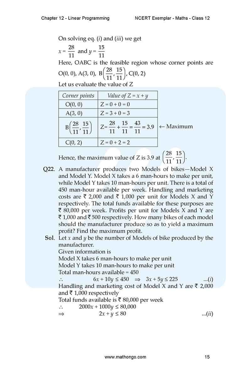 NCERT Exemplar for Class 12 Maths Chapter 12 – MathonGo