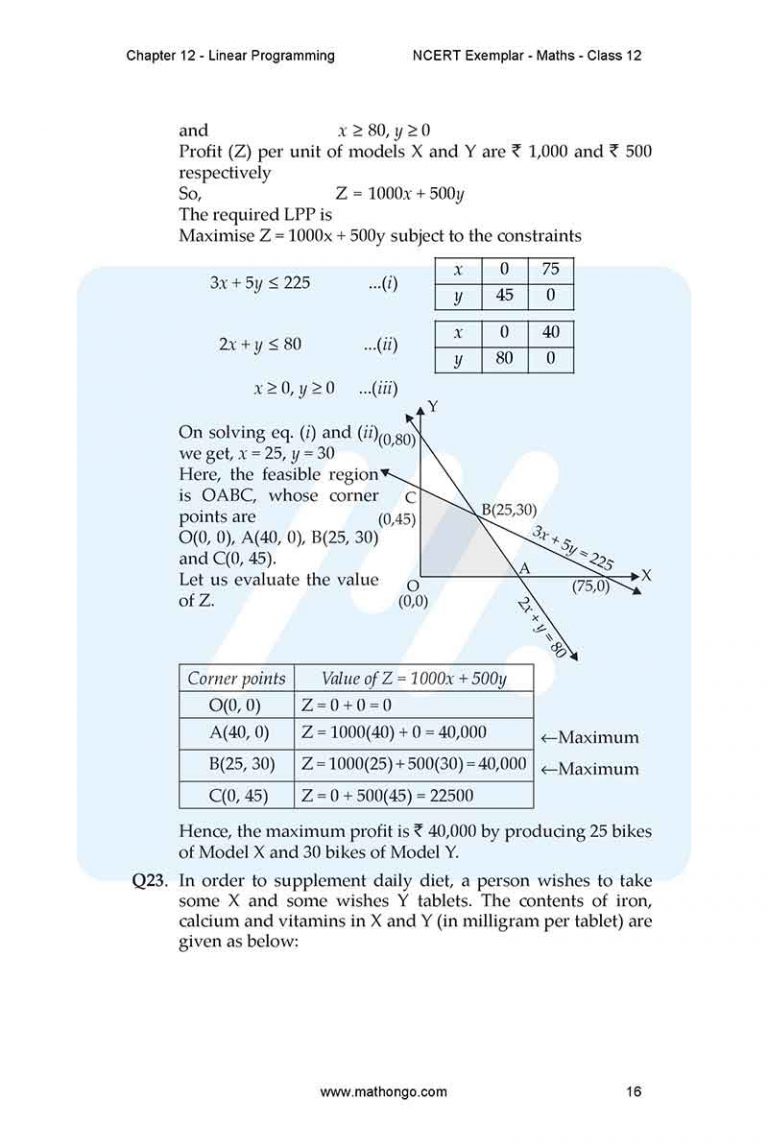 NCERT Exemplar for Class 12 Maths Chapter 12 – MathonGo