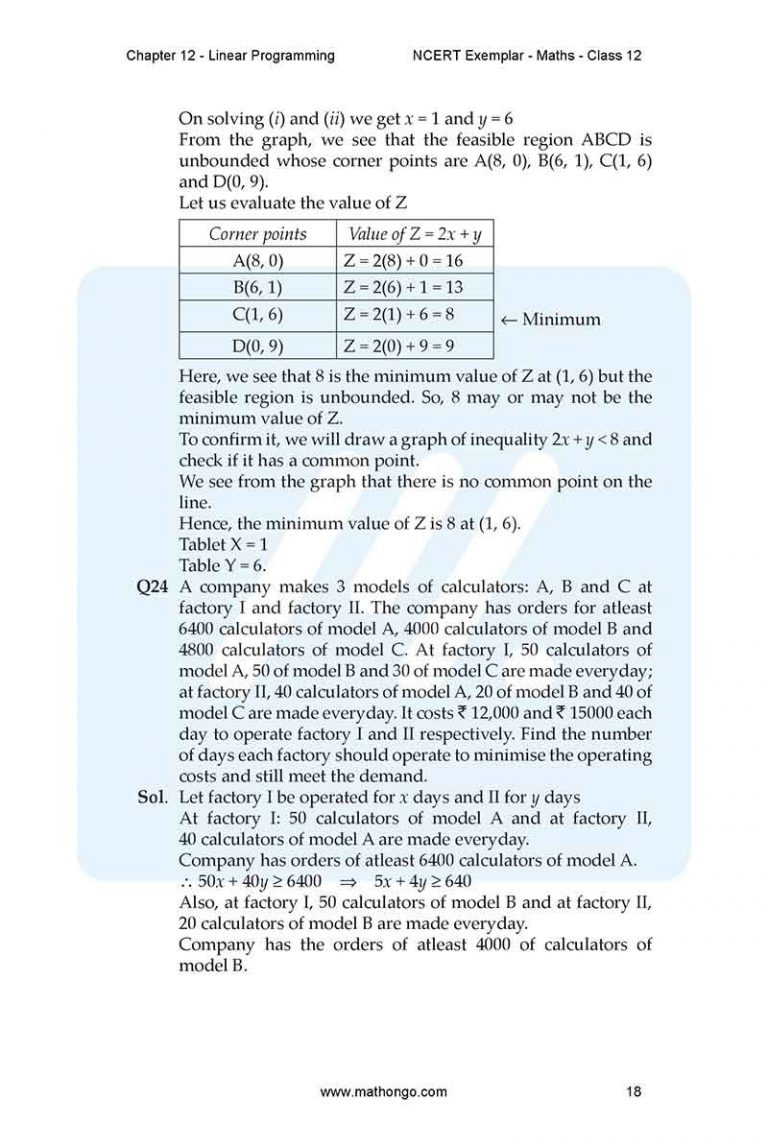 NCERT Exemplar for Class 12 Maths Chapter 12 – MathonGo