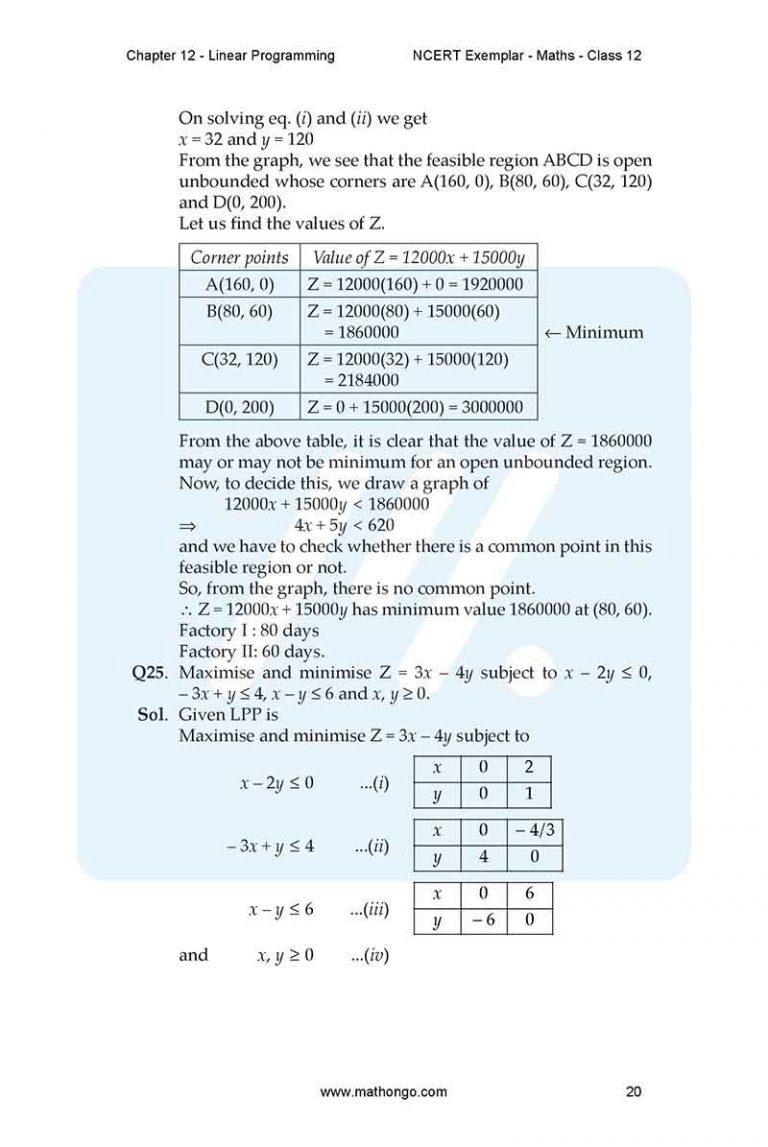 NCERT Exemplar for Class 12 Maths Chapter 12 – MathonGo