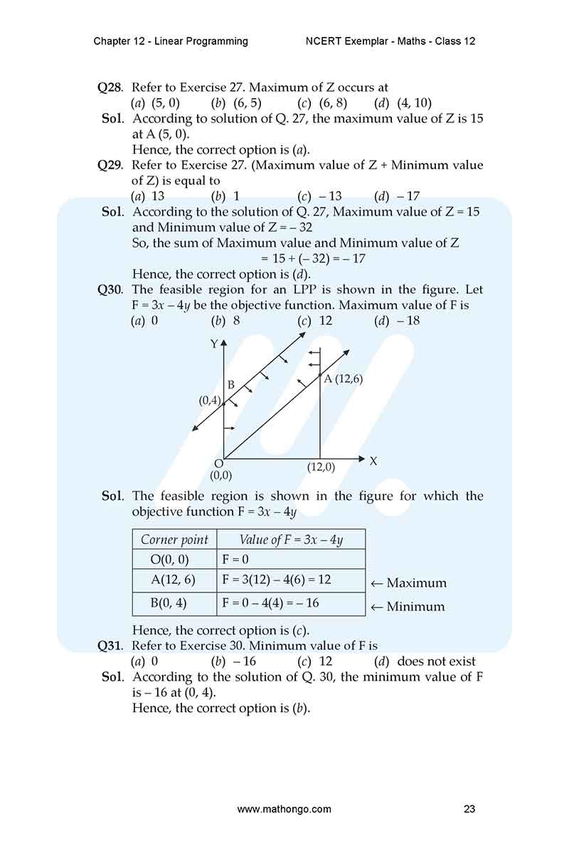 NCERT Exemplar for Class 12 Maths Chapter 12 – MathonGo