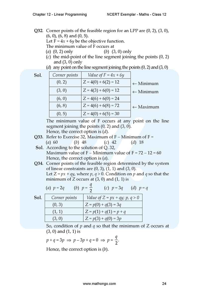 NCERT Exemplar for Class 12 Maths Chapter 12 – MathonGo
